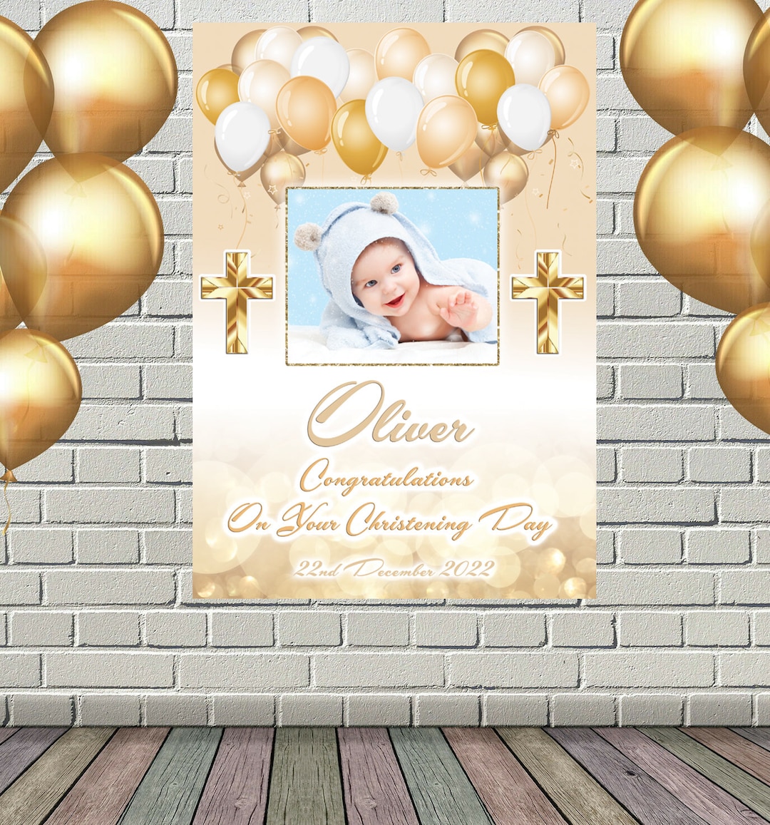 Christening Baptism Themed NEUTRAL Celebration Event Party Personalised ...