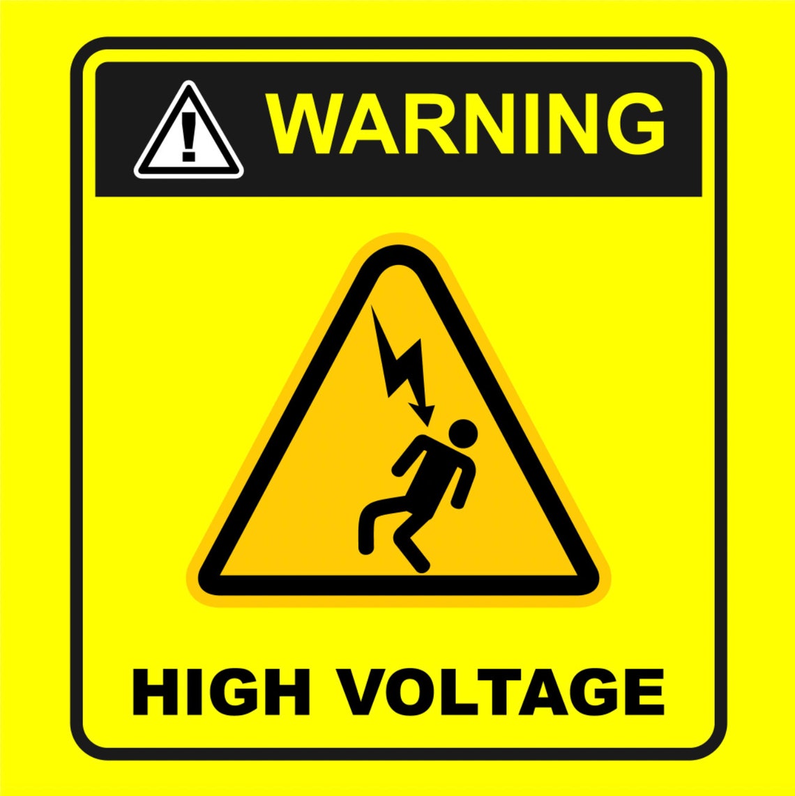 Yellow Warning Danger High Voltage Electric Electricity Health Safety ...