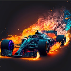 Modern Sports Car Formula 1 One Racing Car Fire Wallpaper Mural for ...