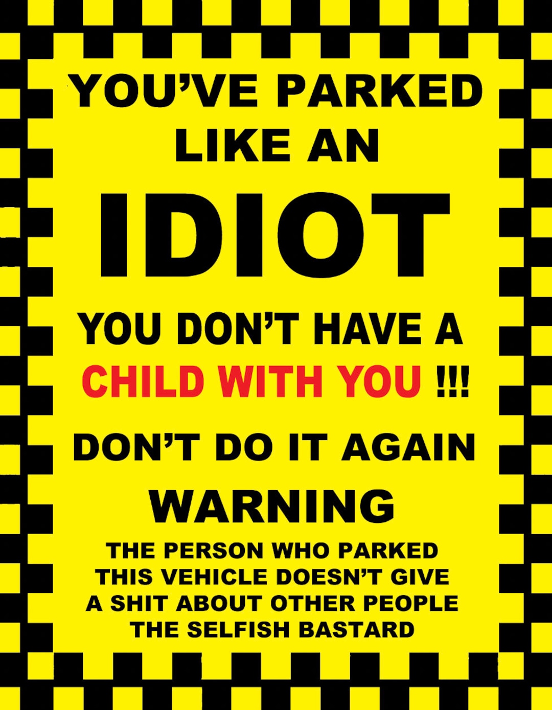 4 Yellow Joke Official Looking Novelty Sticker Stickers Decals Parking ...