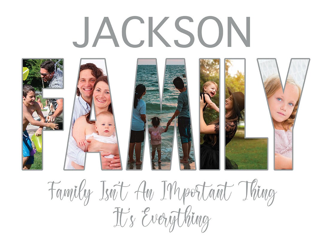 Personalised Family Surname Name Photo Collage Pictures Bespoke Poster ...