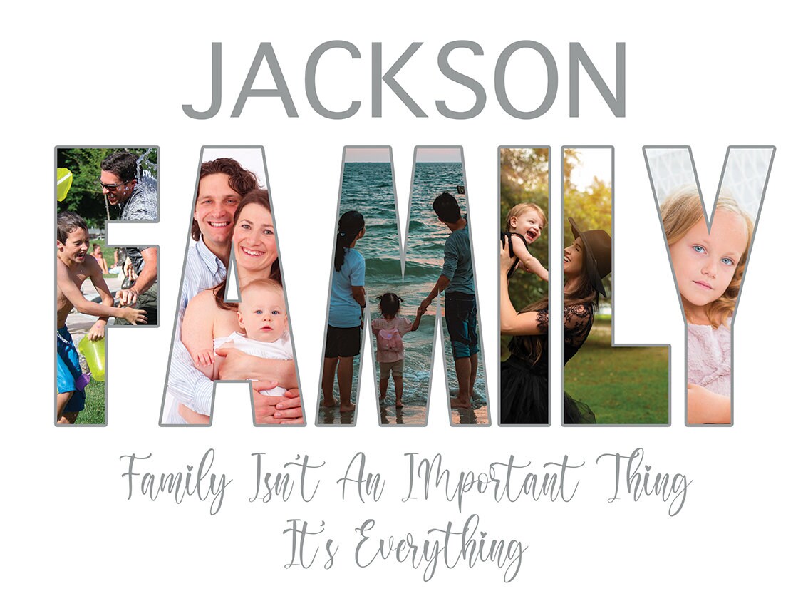 Personalised Family Surname Name Photo Collage Pictures Bespoke Poster ...