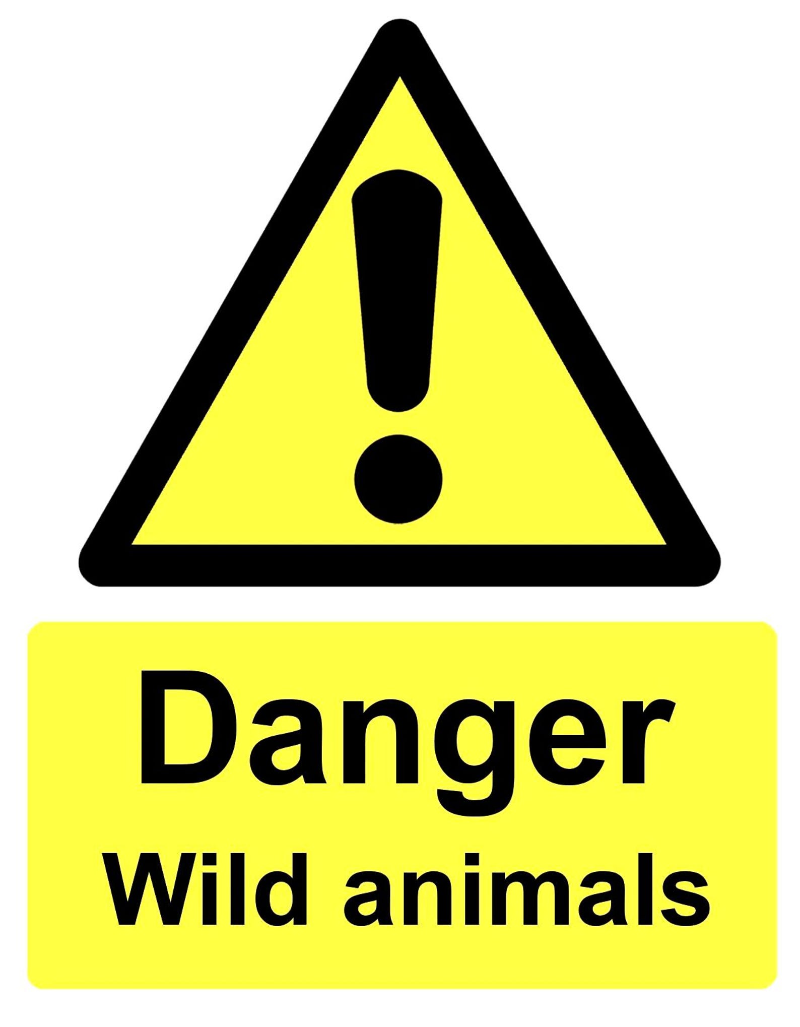 Danger Wild Animals Yellow Warning Health & Safety Warning Notice Sign ...