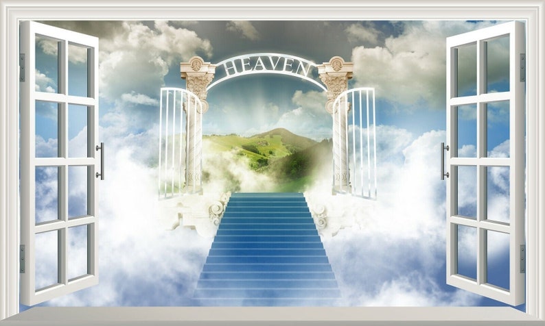 Stairway to Heaven Paradise Magic Window Wall Art Self Adhesive Sticker ...