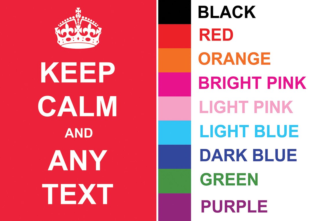 Various Sizes Poster Bespoke Words Text Keep Calm and Personalised ...