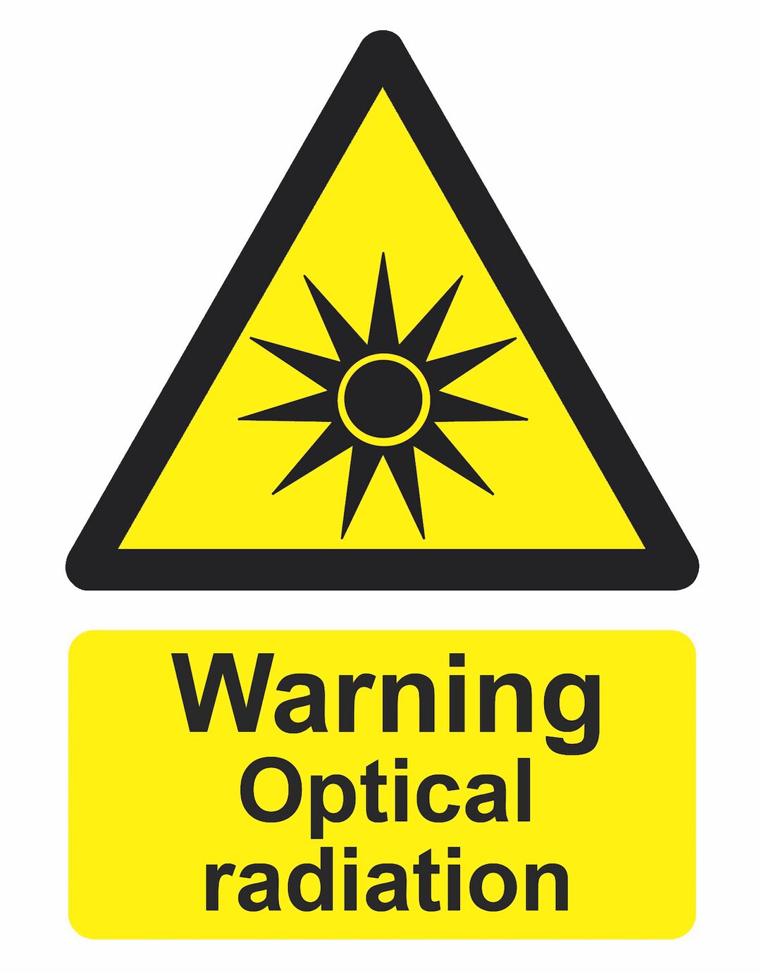 Caution Optical Radiation Warning Yellow Health and Safety Business Etc ...