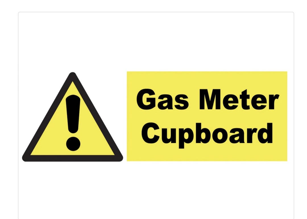 Caution Warning Notice Sign Gas Meter Cupboard Yellow Window Self ...