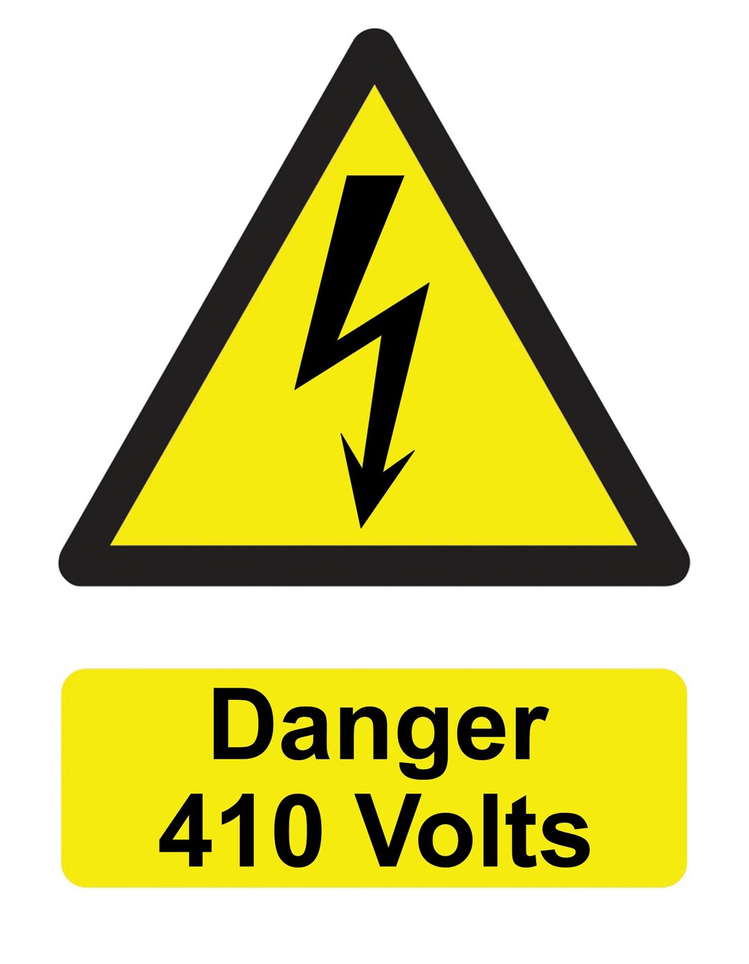 Danger 410 Volts Voltage Electric Yellow Health and Safety Warning ...