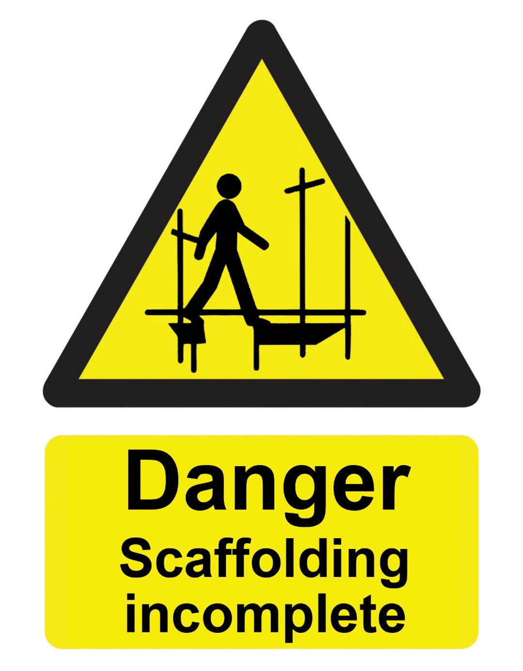 Safety Advice Warning Notice Danger Sign Scaffolding Incomplete ...