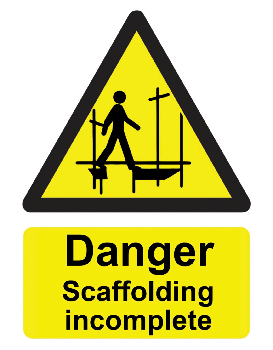 Safety Advice Warning Notice Danger Sign Scaffolding Incomplete ...