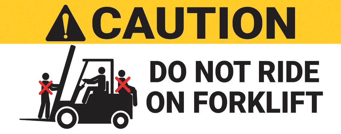 Do Not Ride on Forklift Health Safety Vehicle Fork Lift Warning Notice ...