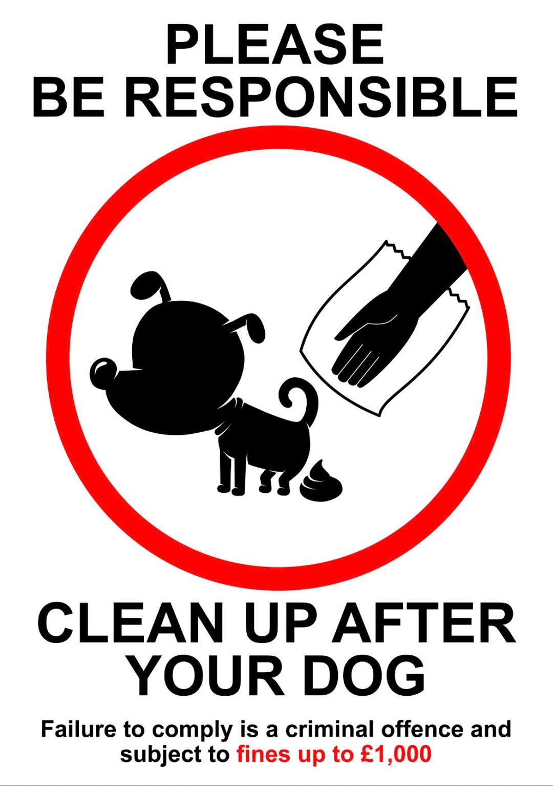 Dog Fouling Subject to Fines Warning Notice Sign Adhesive Sticker No ...