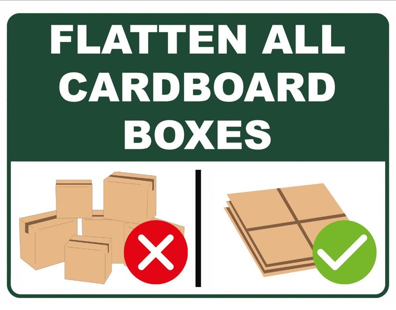 Flatten All Cardboard Boxes Business Office Warehouse Recycling Notice ...