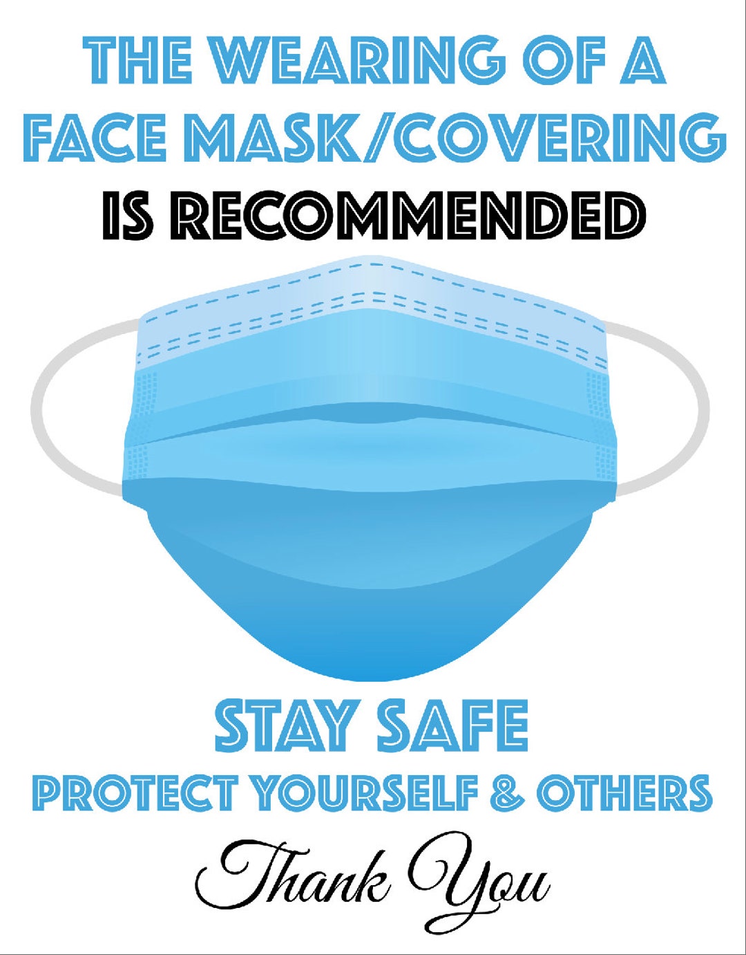 Business Health & Safety Sign Notice Poster Wearing of Face Mask ...