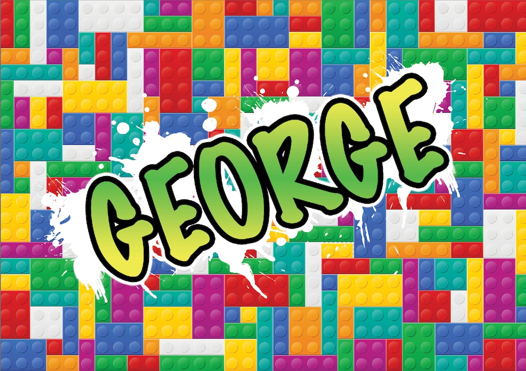 Building Blocks Bricks Theme Personalised Name Text Wall Poster Print ...