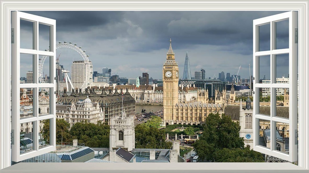 London Westminster Big Ben Magic Window Wall Art Self Adhesive Sticker ...