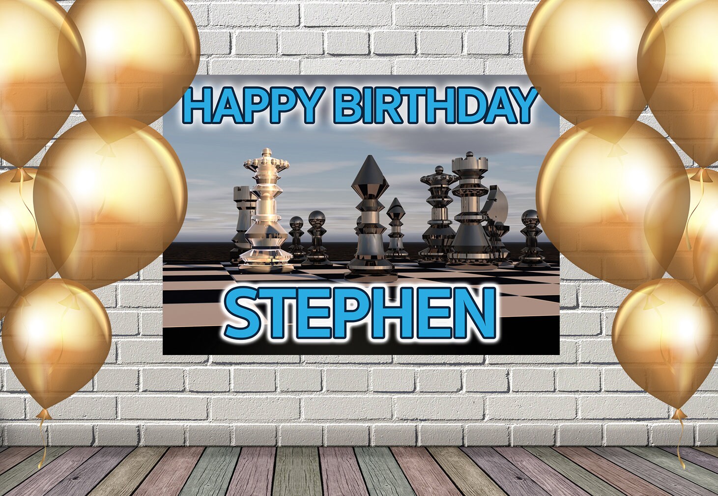 2 Sizes A0 & A1 Chess Board Game Theme Personalised Name Poster Event ...