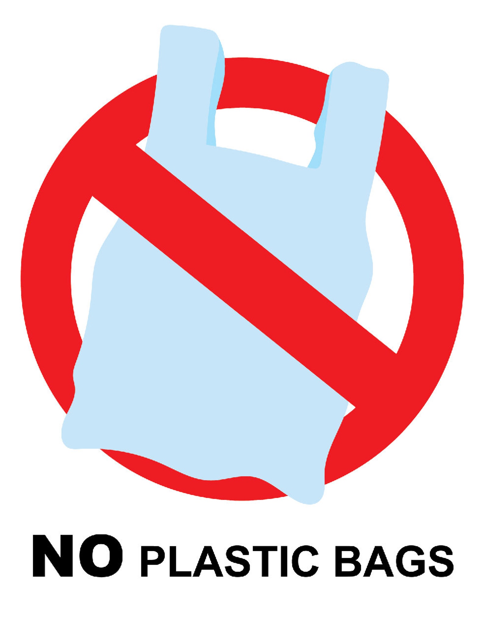 External Grade Red No Plastic Bags Bag Signage Warning Recycling Notice ...