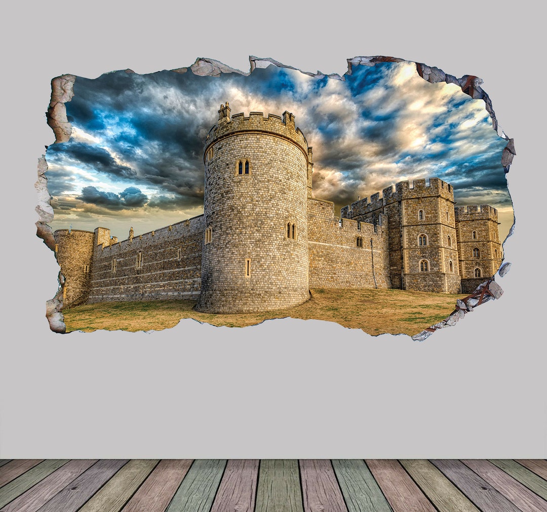 Windsor Castle Scenic Wall Smash Crack Art Self Adhesive Sticker Decal ...