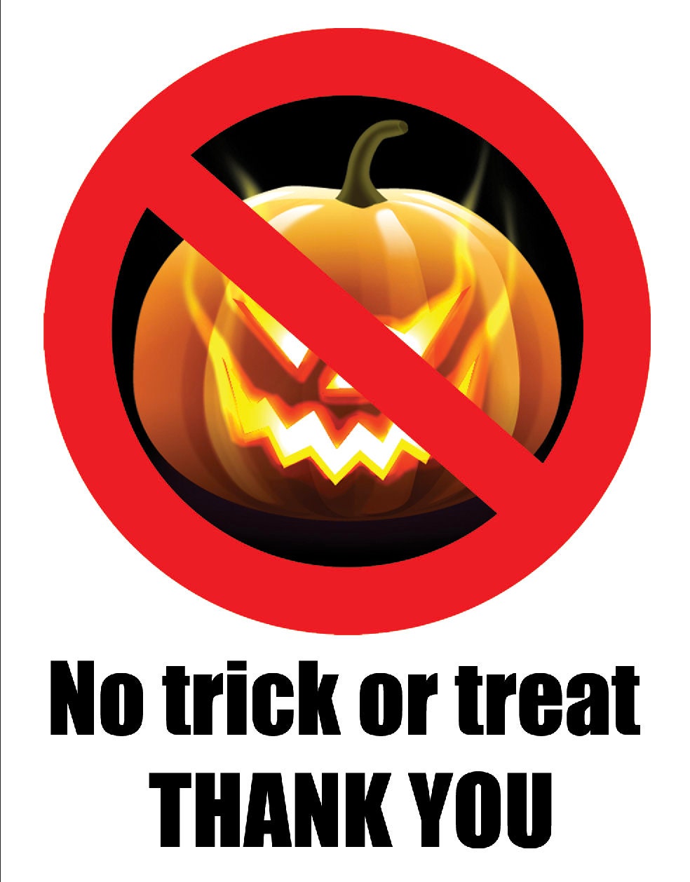 Sorry No Trick or Treating Halloween Sign Polite Notice Poster for Door ...