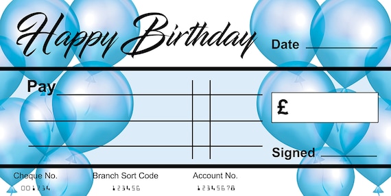 EXTRA Large Giant BLANK Cheque Happy Birthday Gift of Money | Etsy UK