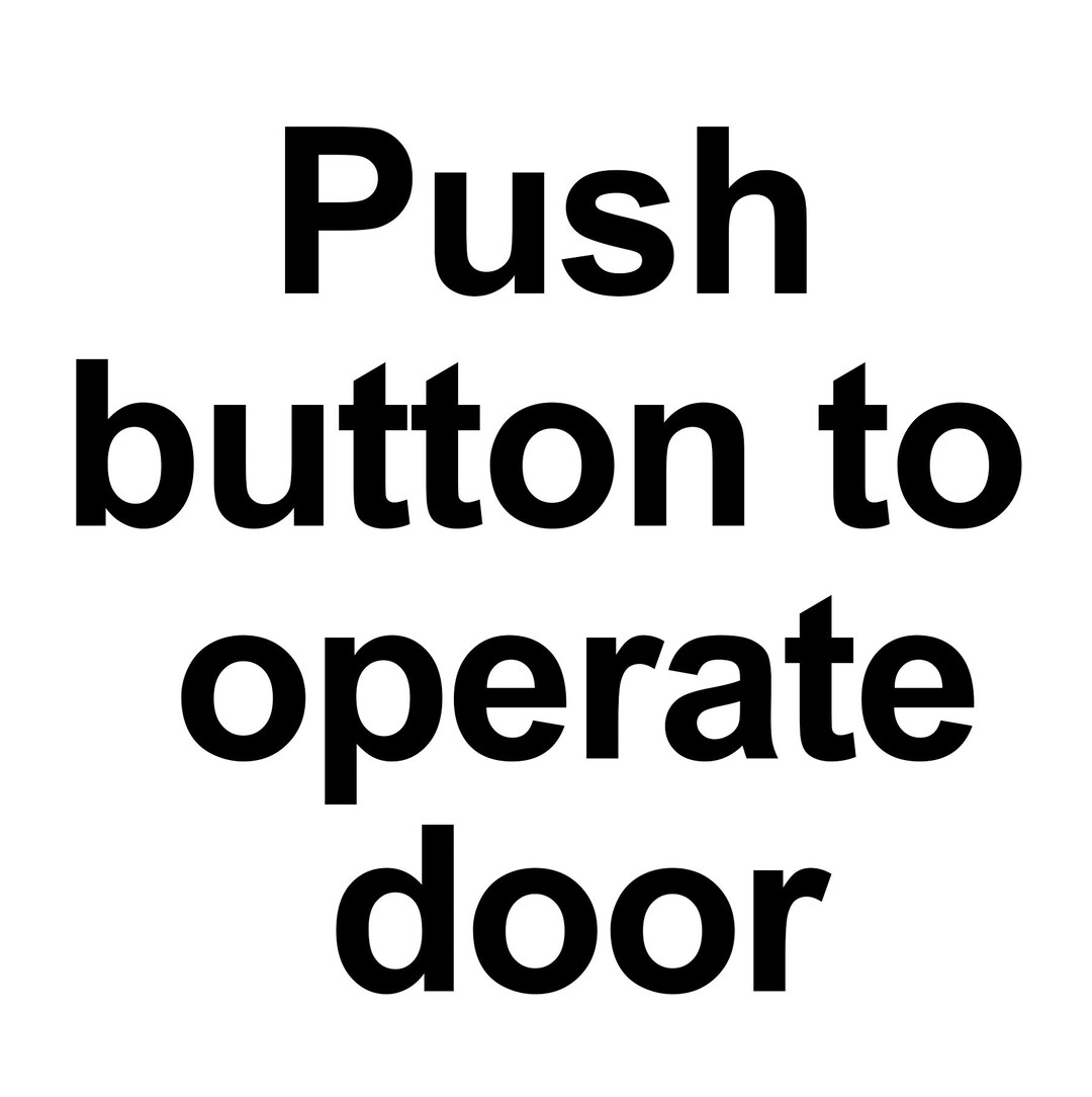 Push Button to Operate Door Warning Notice White SQUARE Adhesive ...