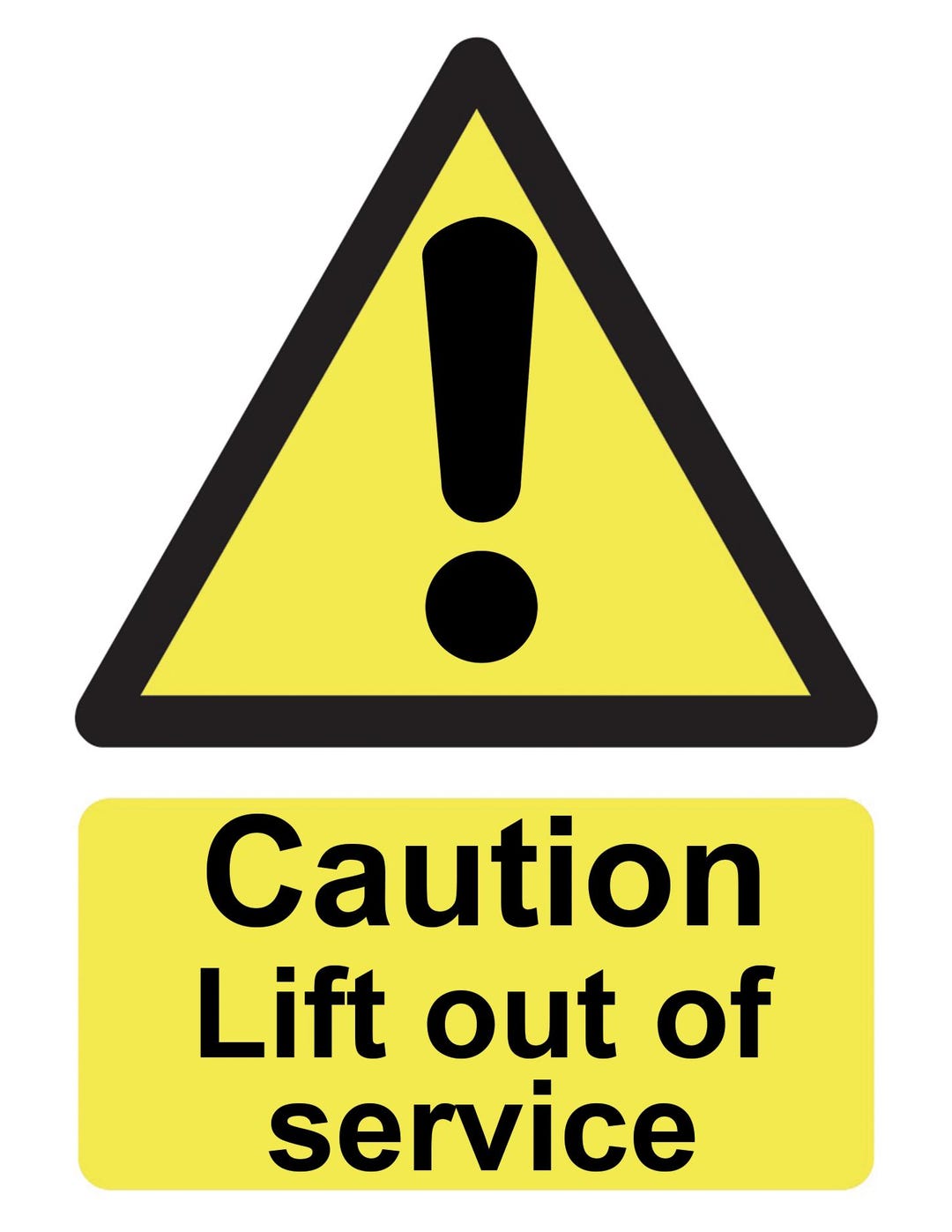 Caution Lift Out of Service Yellow Sign Danger Health & Safety Signage ...