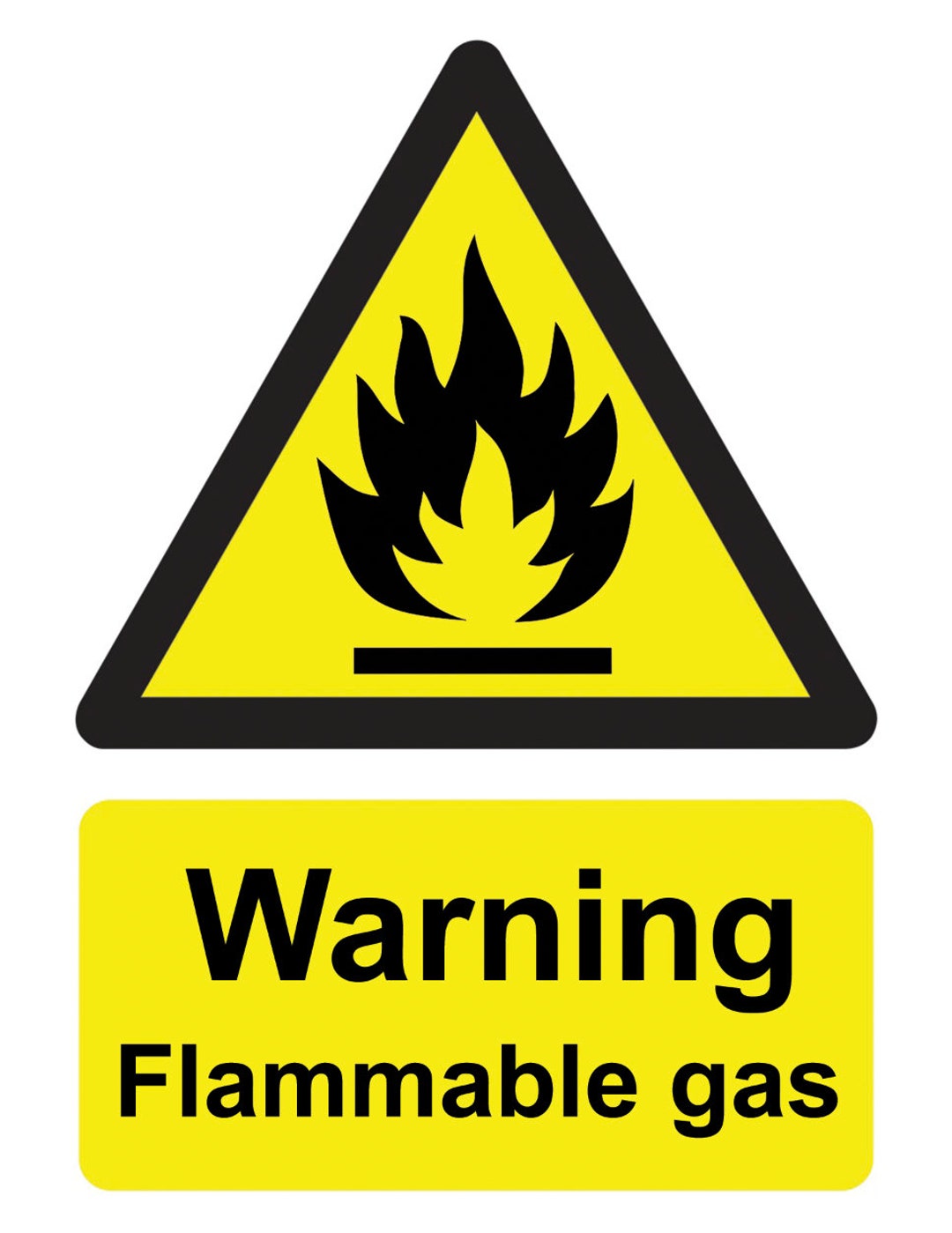Caution Warning Flammable Gas Yellow Warning Notice Sign Self Adhesive ...