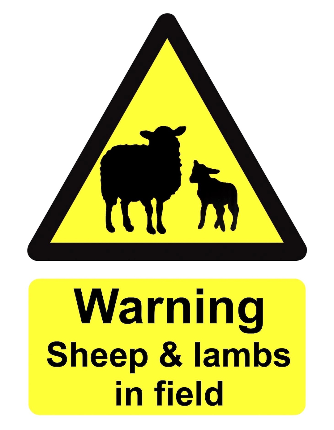 Warning Sheep & Lambs in Field Farmer Land Owner Warning Notice Sign ...