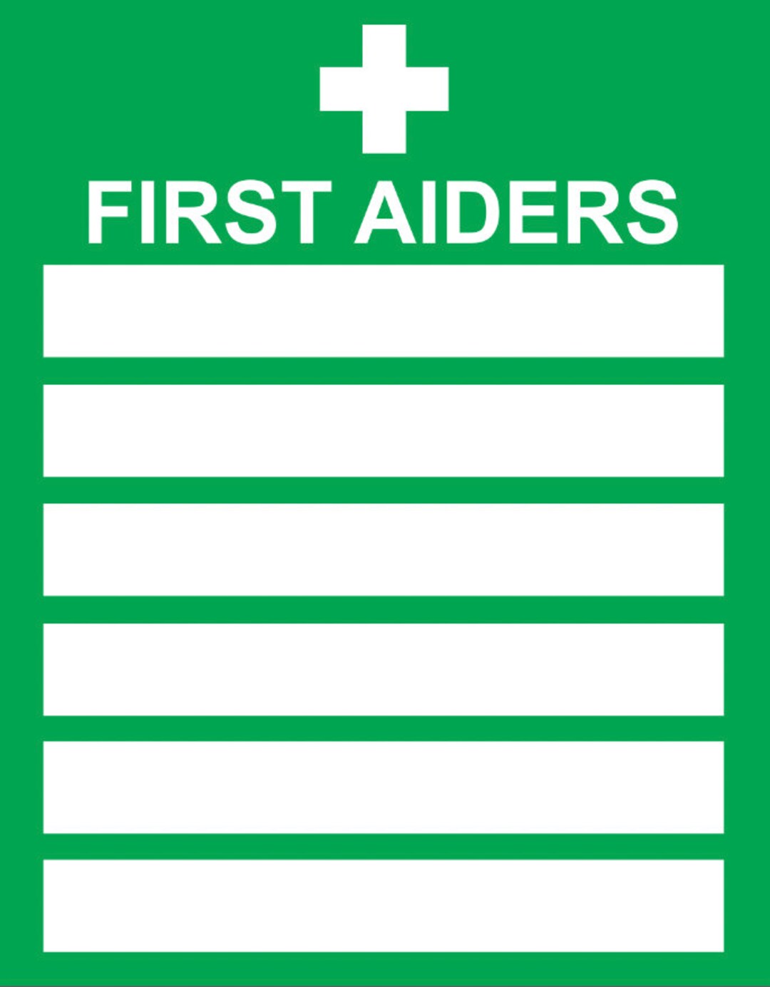 A Size Poster Optional Lamination Safety Advice First Aid Aiders Names ...