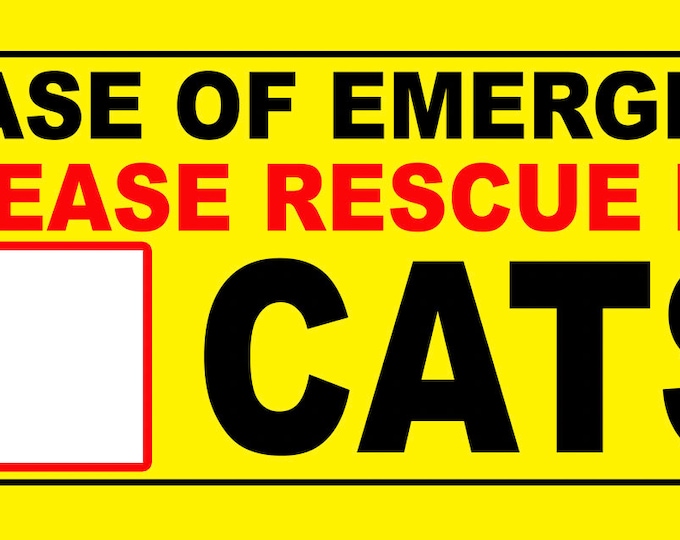 Save 2 Cats Sticker, Pet Emergency, Pet Alert House Decal, in Case of ...