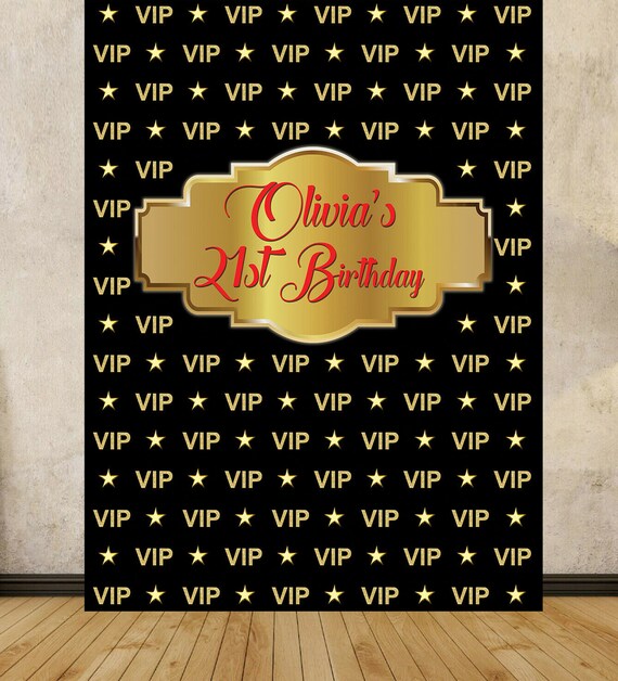 Bespoke TEXT Name Age LARGE Party VIP Hollywood Theme Backdrop - Etsy UK