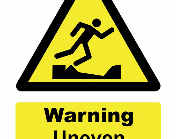 Warning Uneven Surface Health and Safety Notice Yellow Advisory Sign ...