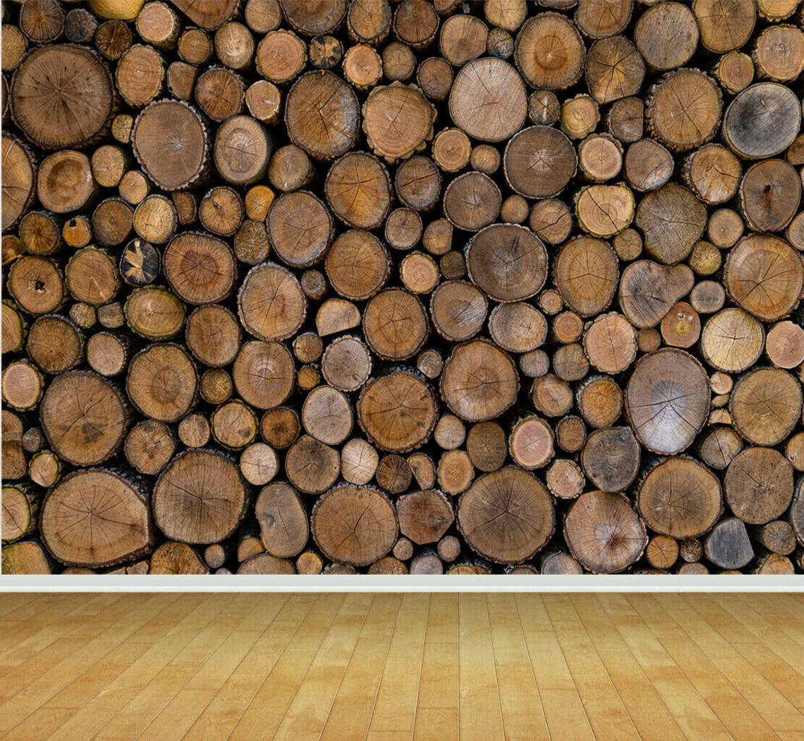 Log Ends Logs Trunks Rustic Wallpaper Mural for Bedroom Business Games ...