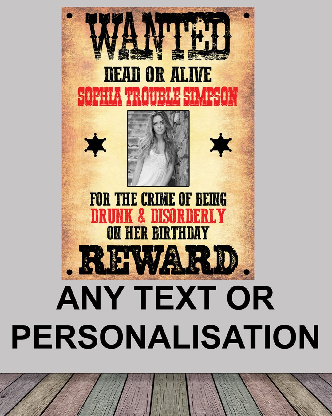 Large Wanted Reward Any Crimes Sheriff Western Style Event Party ...