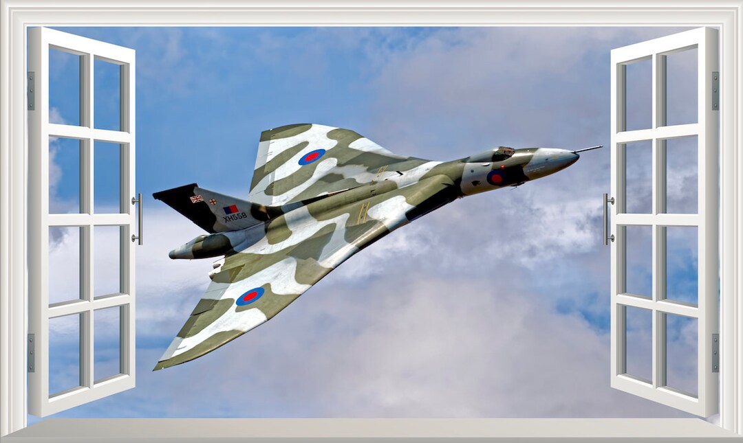 Vulcan Bomber Jet Plane Magic Window Wall Art Self Adhesive Sticker ...