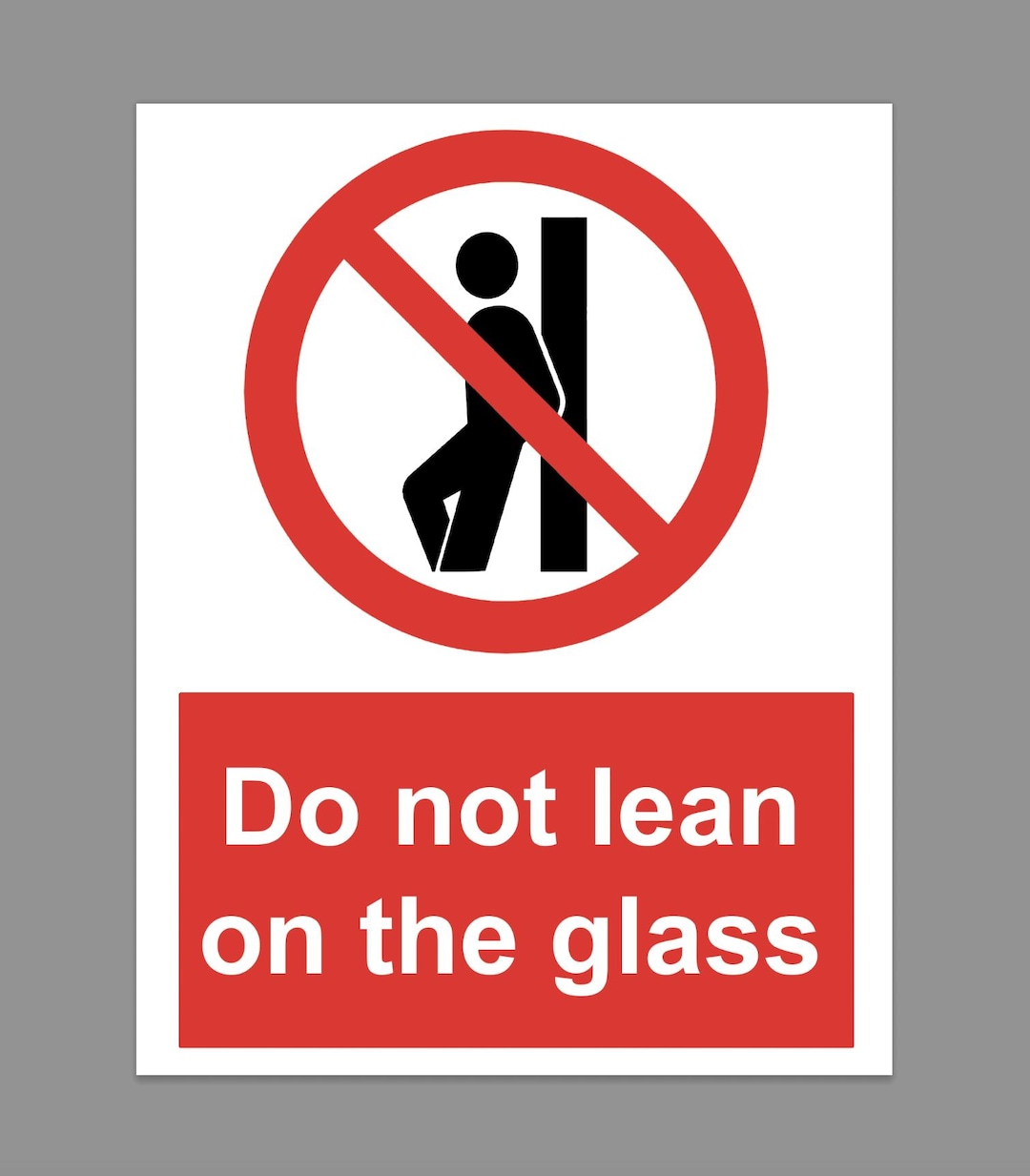 Do Not Lean on the Glass Health Safety Business External Sign Window ...