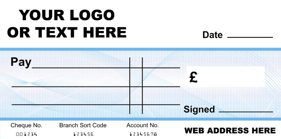 EXTRA Large Giant BLANK Cheque Personalised Bespoke Check Charity ...