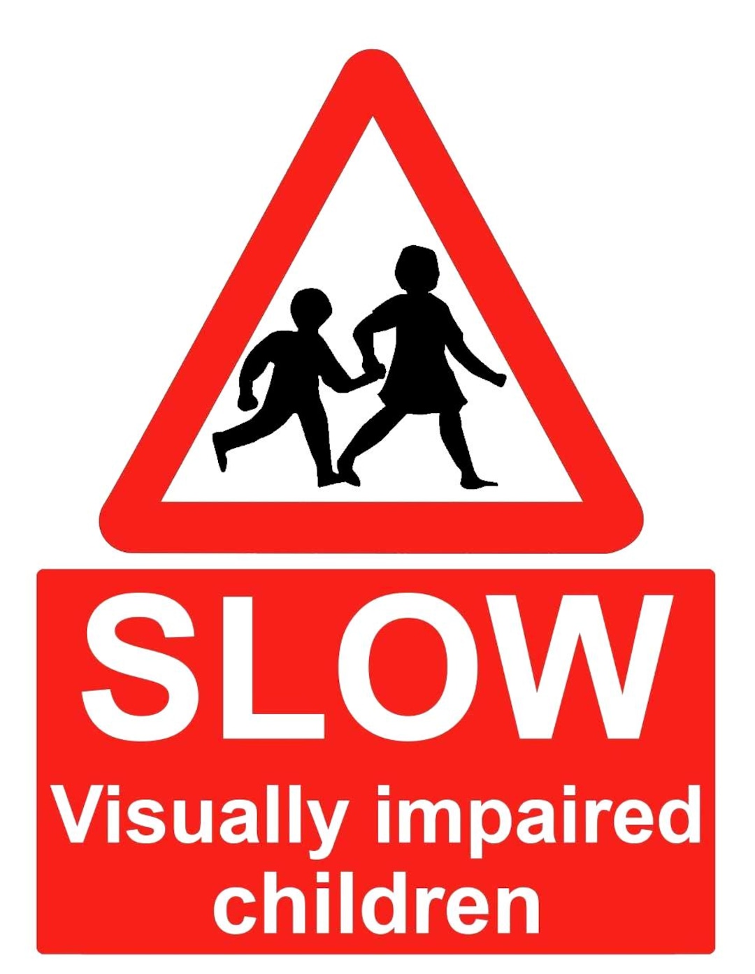 Slow Visually Impaired Children Crossing Safety Warning Business Sign ...