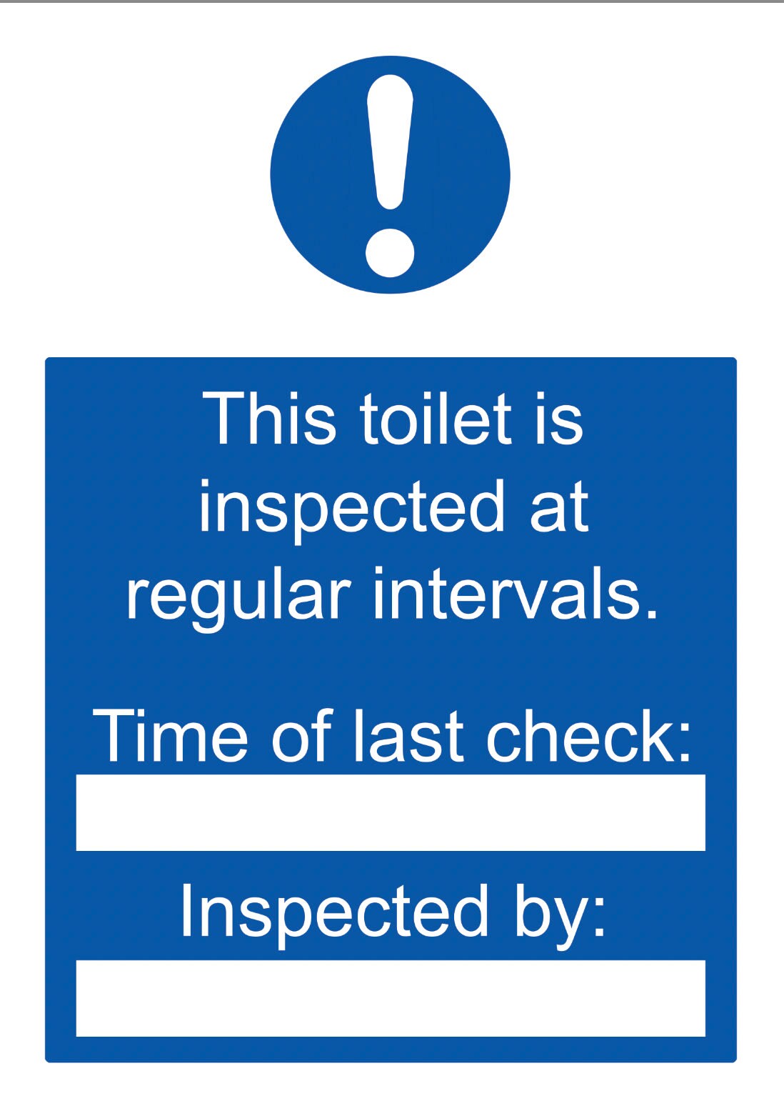 Toilet Inspection Intervals Time Check Inspected by Notice Sign ...