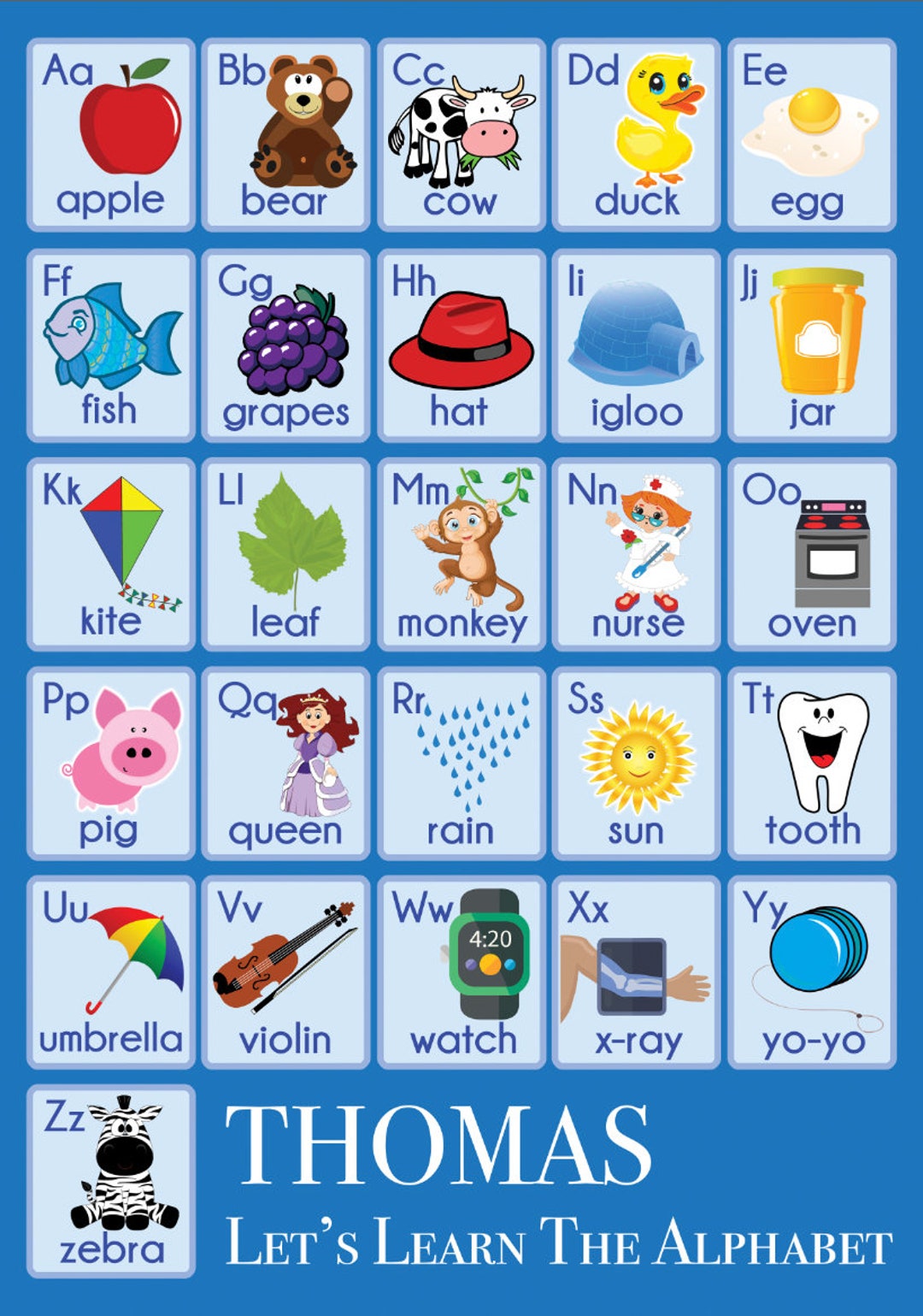 Personalised Name Wall Graphic Poster Lets Learn the Alphabet Letters ...