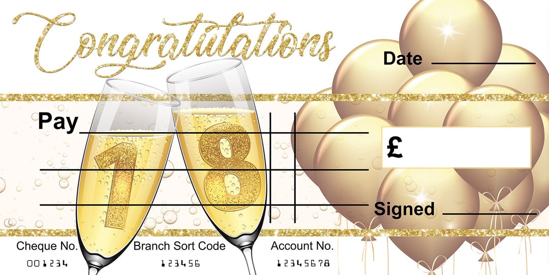 Large Giant BLANK Cheque Congratulations Gift of Money Present Reusable ...