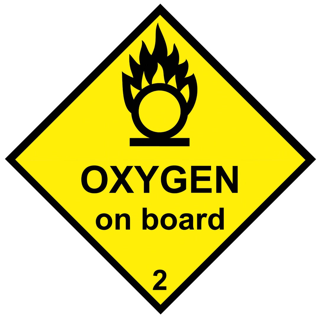 Oxygen on Board Yellow Warning Adhesive Gloss Sticker Decal 125mm X ...