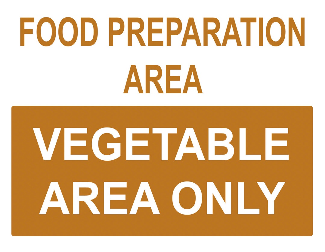 A4 Large Food Preparation Vegetable Area Only Adhesive Gloss Sticker ...