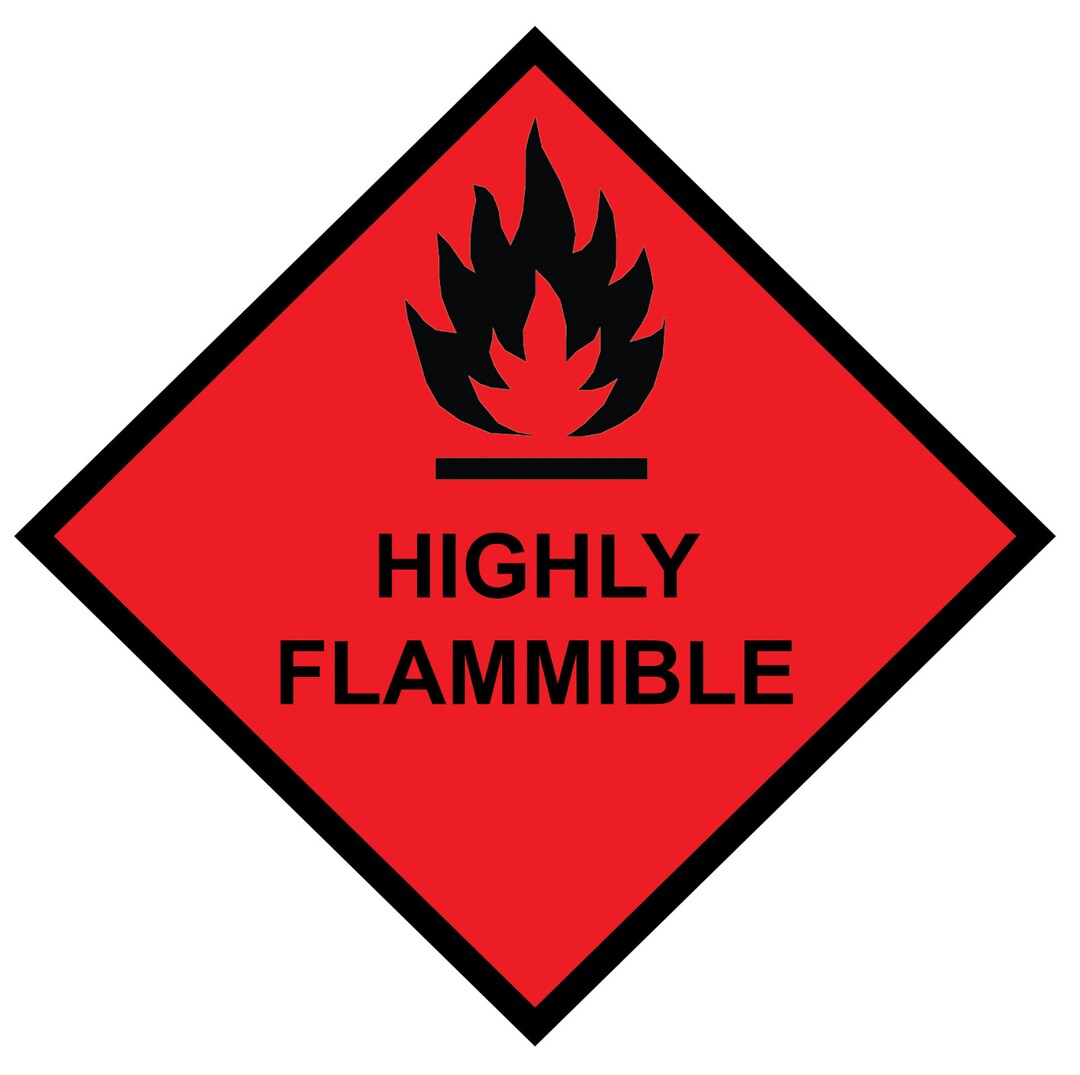 Buy Danger Highly Flammable Red Warning Adhesive Gloss Sticker Decal ...