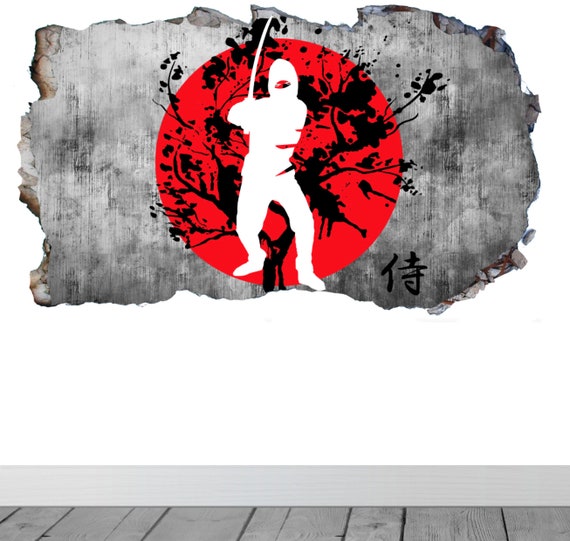 Japan Japanese Warrior Fighter Flag Samurai Sword Modern Wall - Etsy
