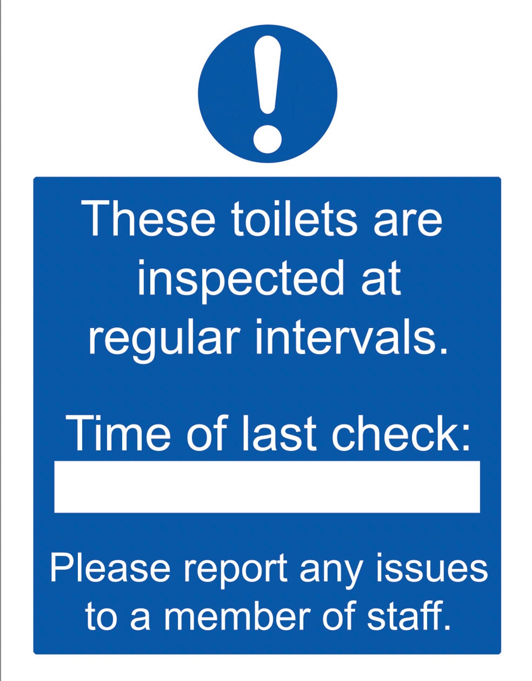 WC Rest Room Toilet Toilets Inspection Time Sheet Chart Date Wall ...