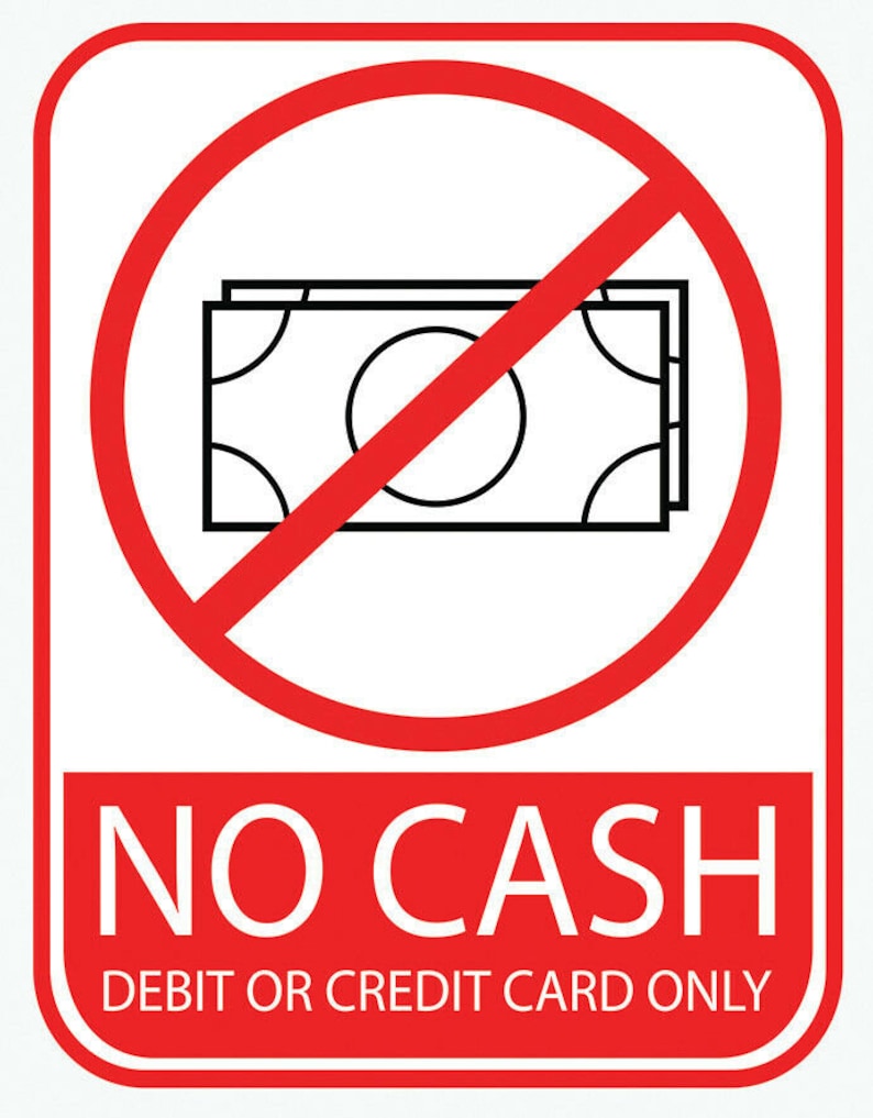 Payment Credit Card Only No Cash Shop Business Retail Notice Sign Self ...