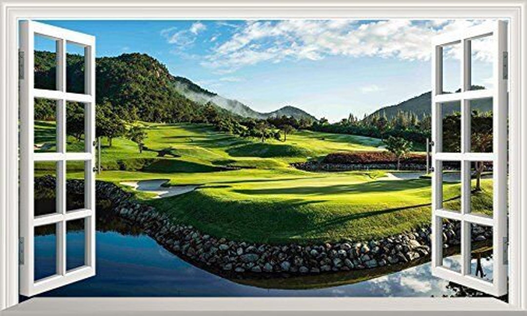 Golf Fairway Golf Course Hole Sport Magic Window Wall Art Self Adhesive ...