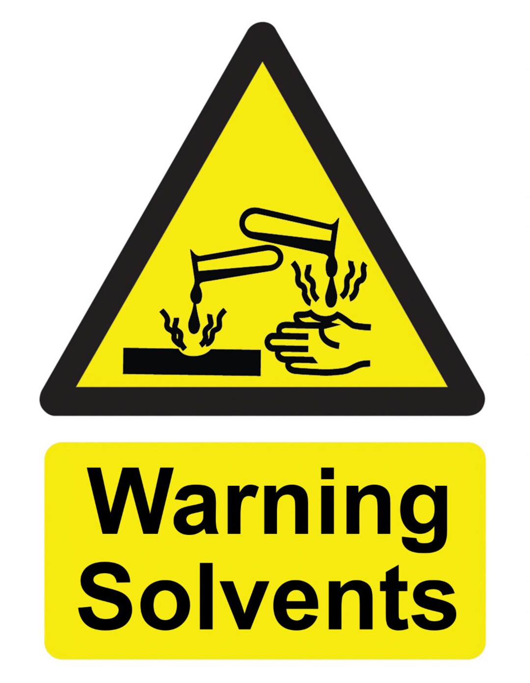 Warning Solvents Health and Safety Notice Yellow Advisory Sign Adhesive ...